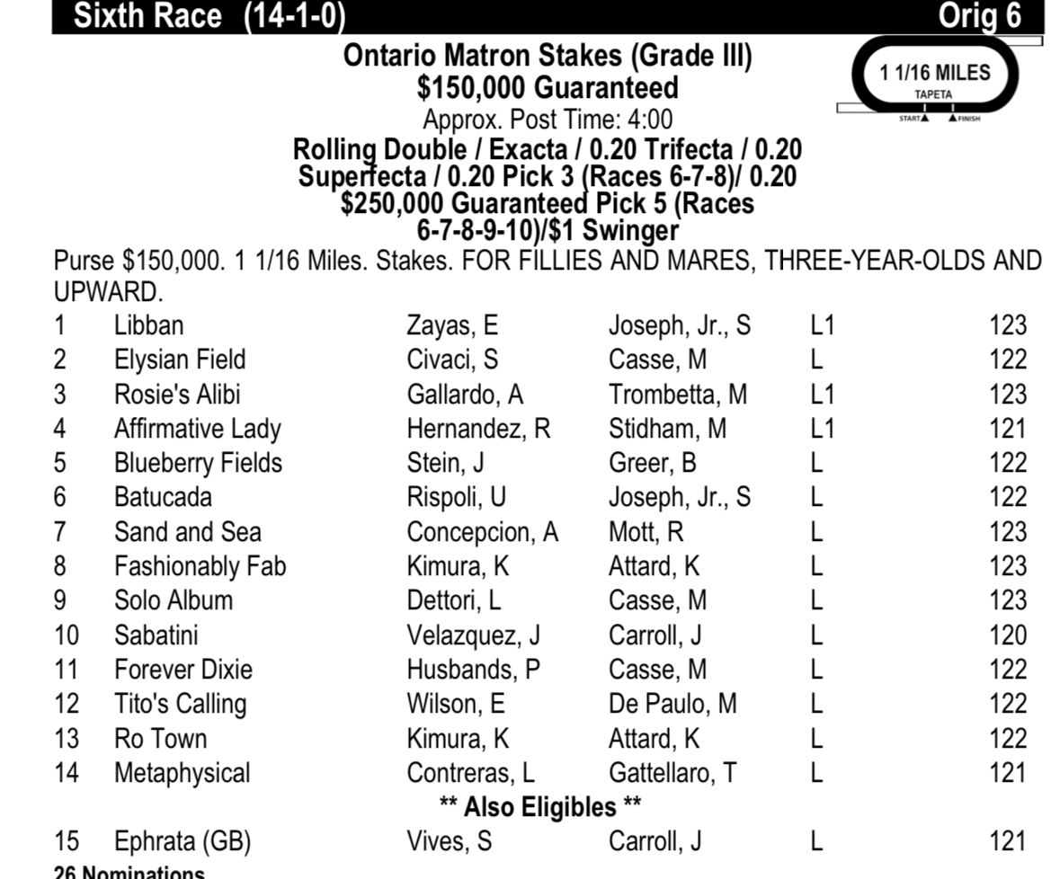 Rosie’s Alibi Race Entry Rosie’s Alibi Race Entry